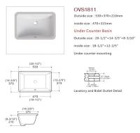 China Vanity American Standard Rectangle Undermount Sink 600mm White Ceramic for sale