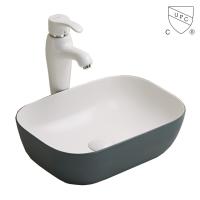 China Modern Glossy White Porcelain Top Mount Bathroom Sink for sale