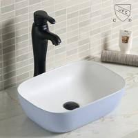 China Modern Glossy White Porcelain Top Mount Bathroom Sink for sale