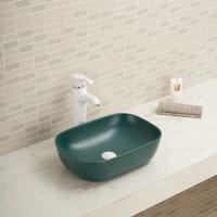 China Modern Glossy White Porcelain Top Mount Bathroom Sink for sale