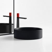 China Ceramic Round Matte Black Bathroom Vessel Sink for sale