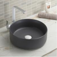 China Ceramic Round Matte Black Bathroom Vessel Sink for sale