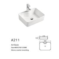 China 1280° High-Temperature Firing Rectangular Casual Wash Hand Basin Bathroom Sinks for sale