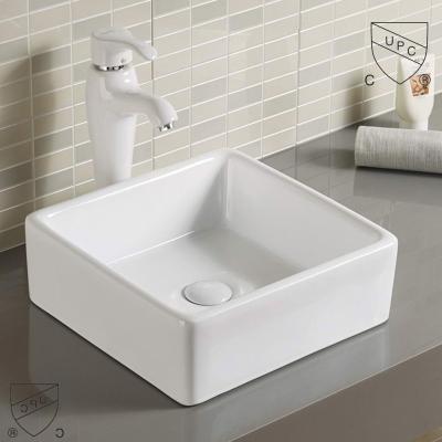 China Square Porcelain Sink Small Decal Bathroom Wash White Hand Basin for sale