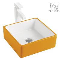 China Square Porcelain Sink Small Decal Bathroom Wash White Hand Basin for sale