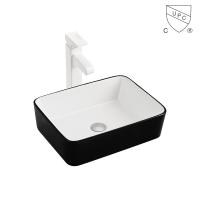 China Commercial Table Top Bathroom Utility Sink Ceramic Red And Black Wash Basin for sale