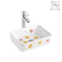China Decorated Rectangular Vessel Sink And Washbasins European Ceramic Basin for sale