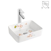 China Decorated Rectangular Vessel Sink And Washbasins European Ceramic Basin for sale
