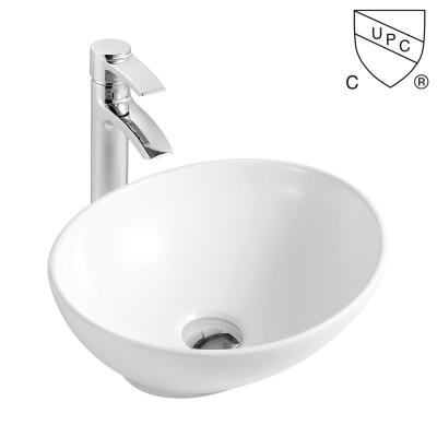 China Creative White Ivory Color vessel oval Bathroom porcelain Sink Minimal wash Basin for sale