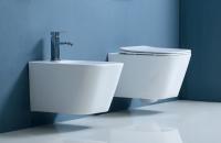 China 8cm Residential Compact Wall Hung Toilet Black Flush For 2x4 Wall Square Hotel for sale