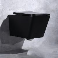 China 8cm Residential Compact Wall Hung Toilet Black Flush For 2x4 Wall Square Hotel for sale