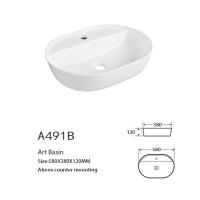 China Concise Clear Counter Top Bathroom Sink High-Temperature Firing Wash Basin for sale