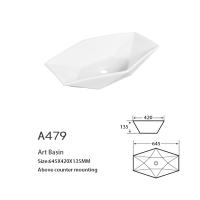 China Irregular Diamond Counter Top Bathroom Sink 70cm CUPC Vessel Style for sale
