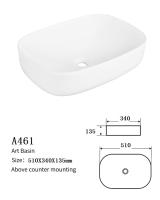 China Rectangular Counter Top Bathroom Sink Impact-Resistant Materials Wash Basin for sale