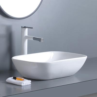 China Ceramic Rectangular Vessel Bathroom Sink Porcelain White Scratch Proof Basin for sale