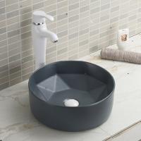 China Stain Counter Top Bathroom Sink Scratch-Resistant Blue Round Wash Hand Basin for sale