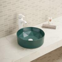 China Stain Counter Top Bathroom Sink Scratch-Resistant Blue Round Wash Hand Basin for sale