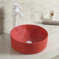 China Stain Counter Top Bathroom Sink Scratch-Resistant Blue Round Wash Hand Basin for sale
