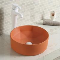 China Stain Counter Top Bathroom Sink Scratch-Resistant Blue Round Wash Hand Basin for sale
