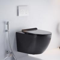 China Commercial Tankless Wall Hung Toilet Ada 450mm 500mm Black Silent Seat Cover for sale