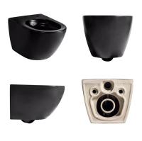 China One Piece American Standard Wall Hung Toilet Matt Black Wc Soft Close Seat for sale