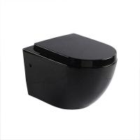 China One Piece American Standard Wall Hung Toilet Matt Black Wc Soft Close Seat for sale