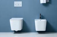 China Back To Wall One Piece Toilet Bowl Wall Hung Toilet Tankless Black Square for sale