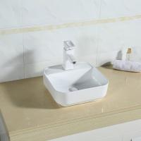 China Porcelain White Square Vessel Bathroom Sink Countertop Smooth 385X385X140MM for sale