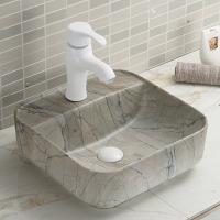 China Porcelain White Square Vessel Bathroom Sink Countertop Smooth 385X385X140MM for sale