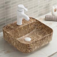 China Porcelain White Square Vessel Bathroom Sink Countertop Smooth 385X385X140MM for sale