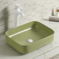 China Glaze Black Vessel Bathroom Sink Rectangular Countertop Basin 610X400X145mm for sale