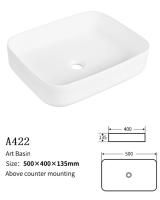 China Small Rectangular Counter Top Wash Basin Porcelain Vessel Sink 20 Inch for sale