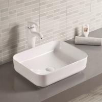 China Solid Smooth Counter Top Bathroom Sink Ceramic Easy Maintain Rectangular Wash Basin for sale
