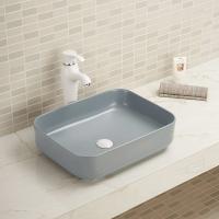 China Small Rectangular Counter Top Wash Basin Porcelain Vessel Sink 20 Inch for sale
