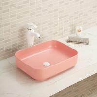 China Small Rectangular Counter Top Wash Basin Porcelain Vessel Sink 20 Inch for sale