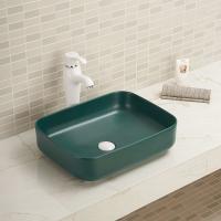 China Small Rectangular Counter Top Wash Basin Porcelain Vessel Sink 20 Inch for sale