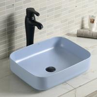 China Small Rectangular Counter Top Wash Basin Porcelain Vessel Sink 20 Inch for sale