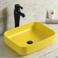 China Small Rectangular Counter Top Wash Basin Porcelain Vessel Sink 20 Inch for sale
