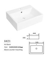 China Rectangular Bathroom Sink Vessel 20 X 17
