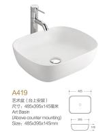 China Rectangular Wash Basin Countertop Black Sink Easily Install With Accessories for sale