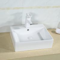 China Integral Molded Counter Top Bathroom Sink 500 X 350mm Square Vessel Sink for sale