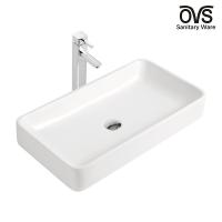 China White Counter Top Bathroom Sink 700mm 300mm Ceramic Rectangle Vessel Basin for sale