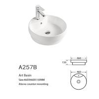 China Circular Counter Top Bathroom Sink 45cm High Gloss Finish for sale