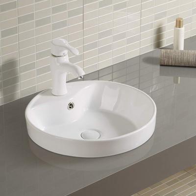China Circular Counter Top Bathroom Sink 45cm High Gloss Finish for sale