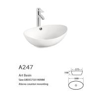 China Oval Counter Top Bathroom Sink With Overflow 500mm 550mm for sale