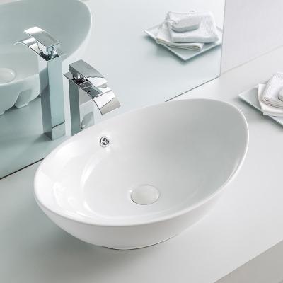 China Oval Counter Top Bathroom Sink With Overflow 500mm 550mm for sale
