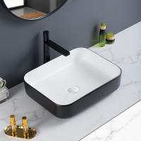 China Delicate Solid Counter Top Bathroom Sink Impact-Resistance Rectangular Hand Basin for sale