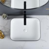 China Delicate Solid Counter Top Bathroom Sink Impact-Resistance Rectangular Hand Basin for sale