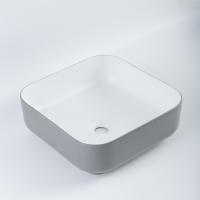 China Non-Leakage Square Ceramic Bathroom Sink No Seams Retro Grey Wash Basin for sale