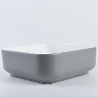 China Non-Leakage Square Ceramic Bathroom Sink No Seams Retro Grey Wash Basin for sale